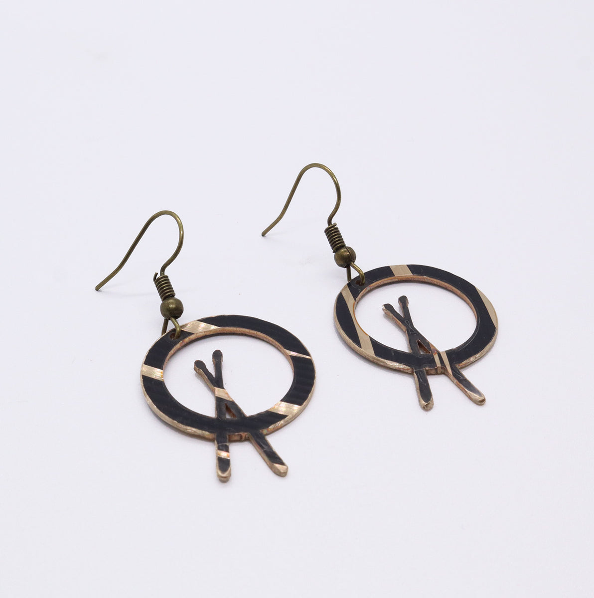 Dark Mini Cross Stick - Reclaimed Cymbal Earrings – Full Circle Co.